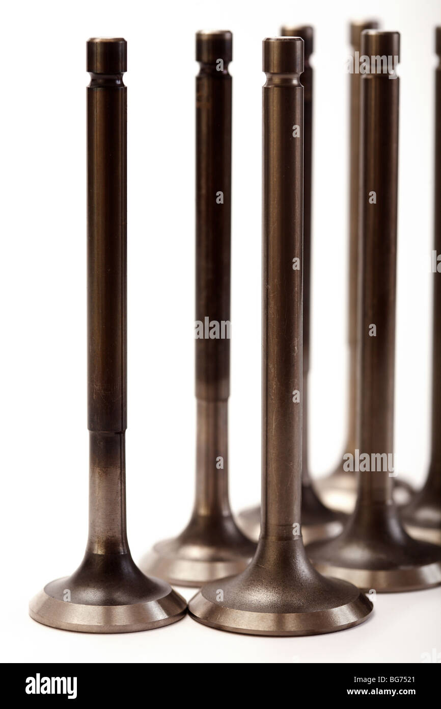 Valve of the engine of internal combustion on a white background Stock ...