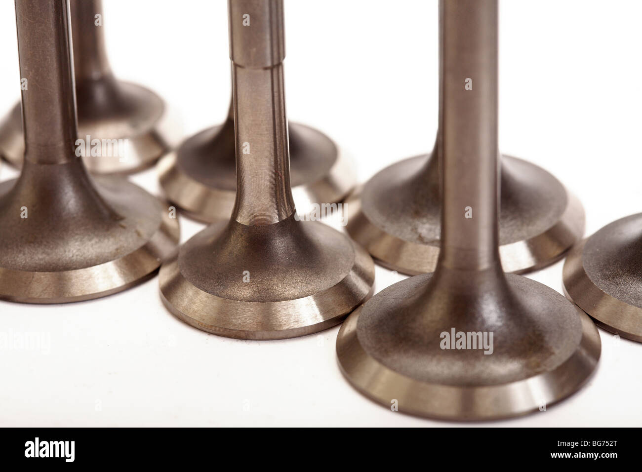 Valve of the engine of internal combustion on a white background Stock ...