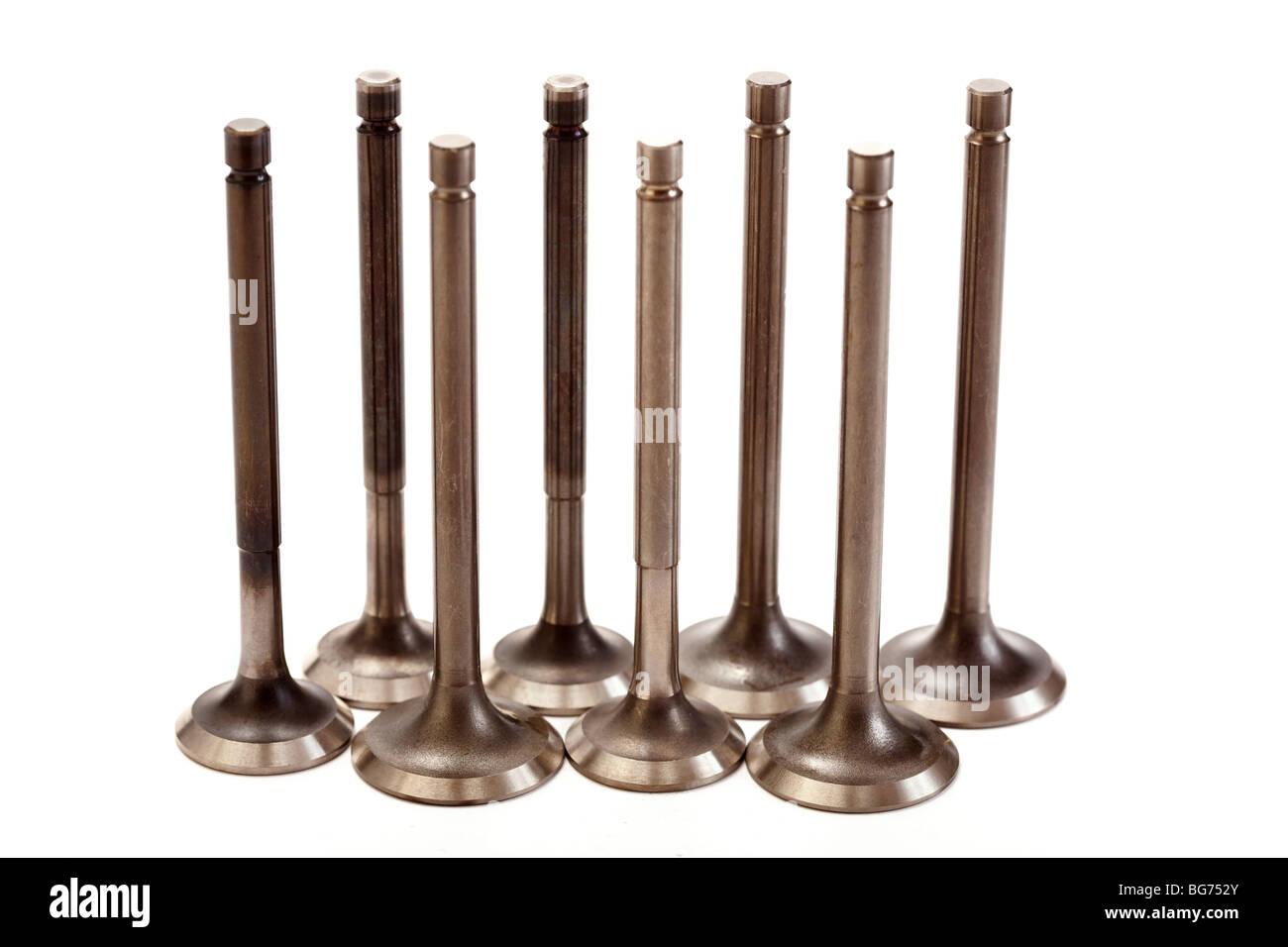 Valve of the engine of internal combustion on a white background Stock ...