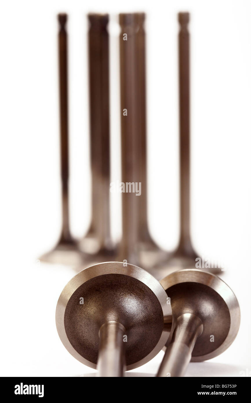 Valve of the engine of internal combustion on a white background Stock ...