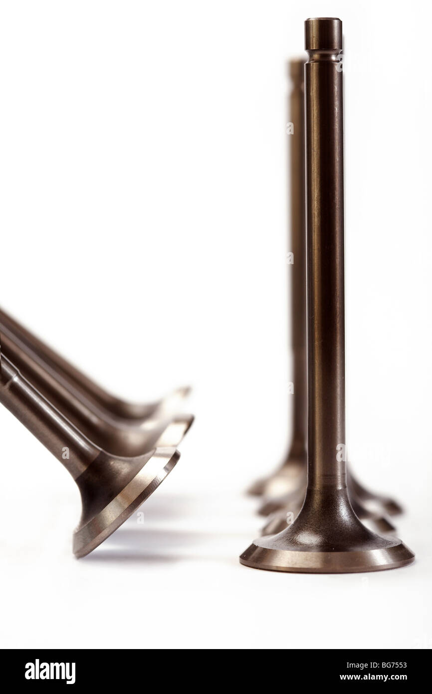 Valve of the engine of internal combustion on a white background Stock ...