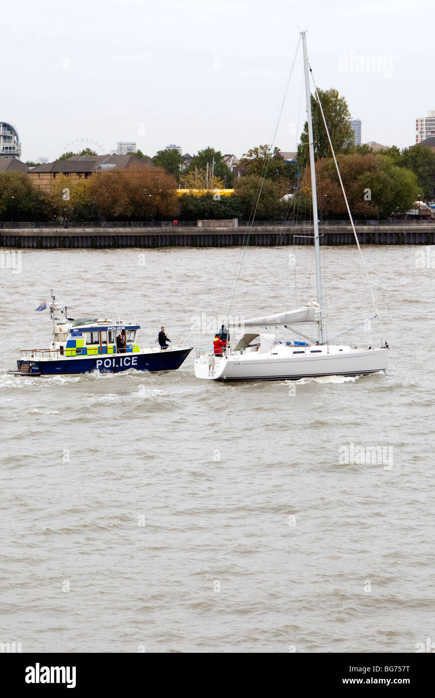 Boat Stopped by the Police Stock Photo - Alamy