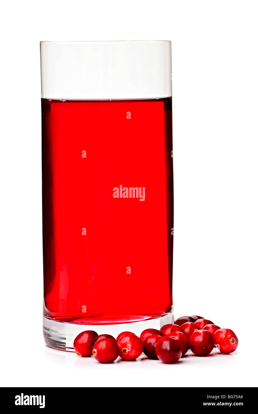 Cranberry juice in clear glass isolated on white background Stock Photo ...