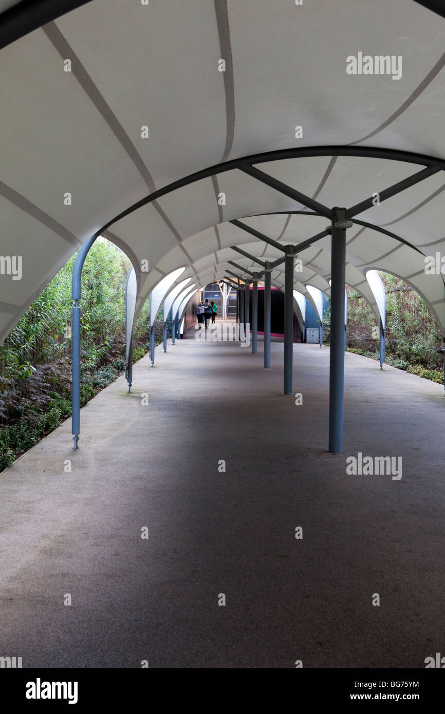 Covered walkway at the O2 Arena in Greenwich, London Stock Photo - Alamy