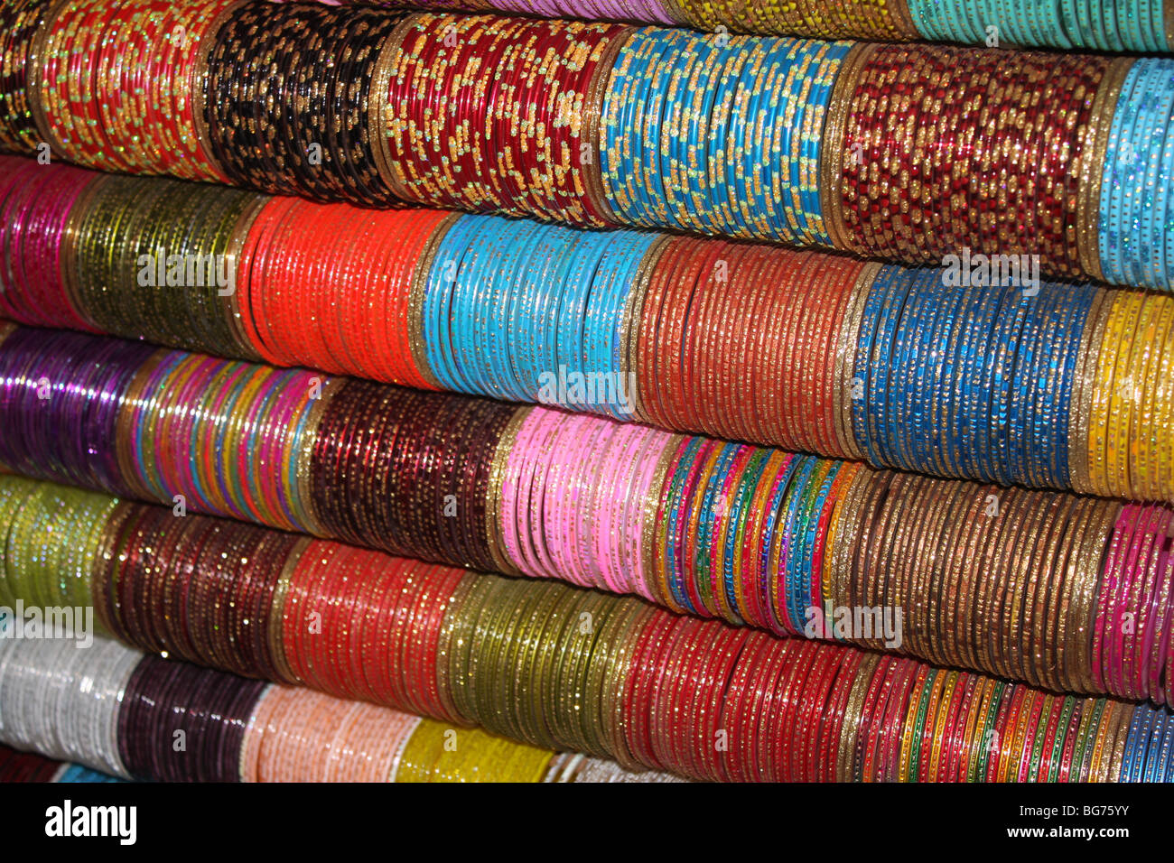 rows of colourful bangles in commercial district of delhi india Stock ...