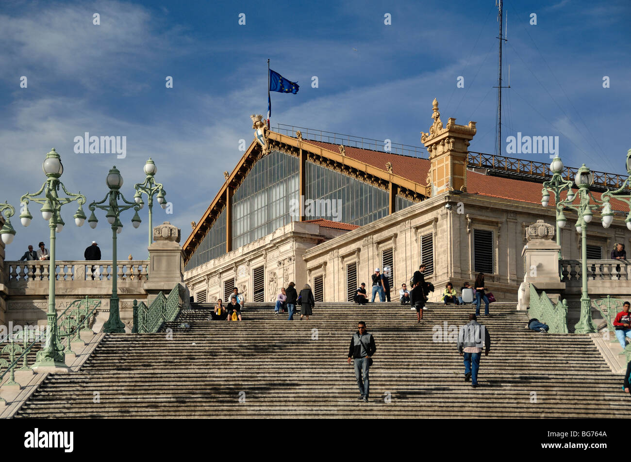 Passengers & Tourists on Main Staircase or Stairway to Gare Saint ...