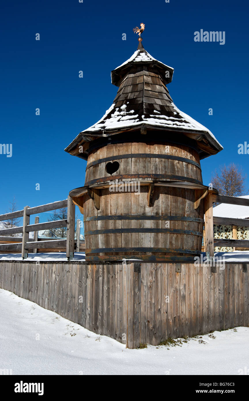 Terrace of a bar in the Alta Badia Ski resort. Sud Tyrol, Dolomites ...
