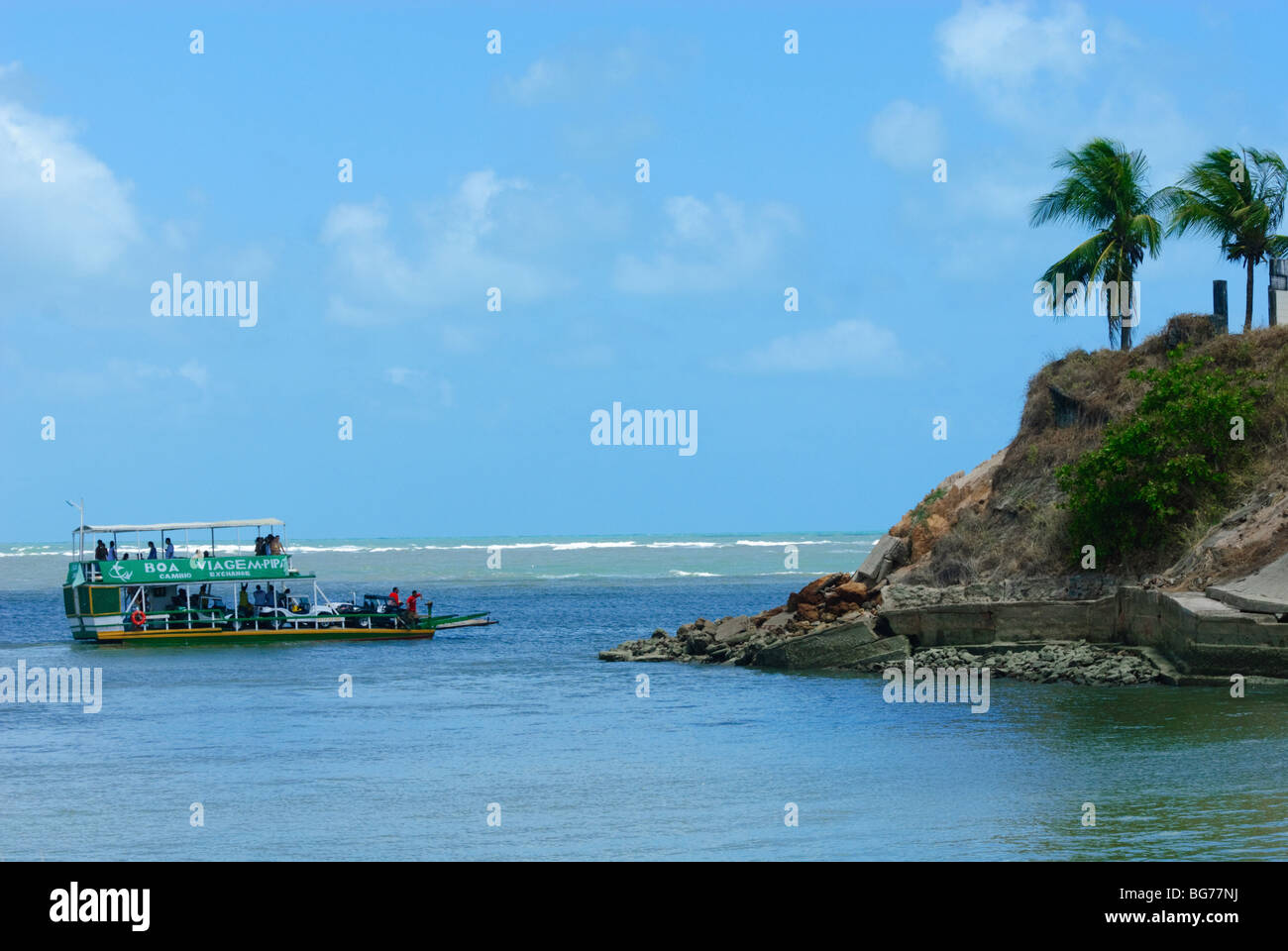 Crossing a river on a ferry with buggy to Tibau do Sul and Pipa brazil ...