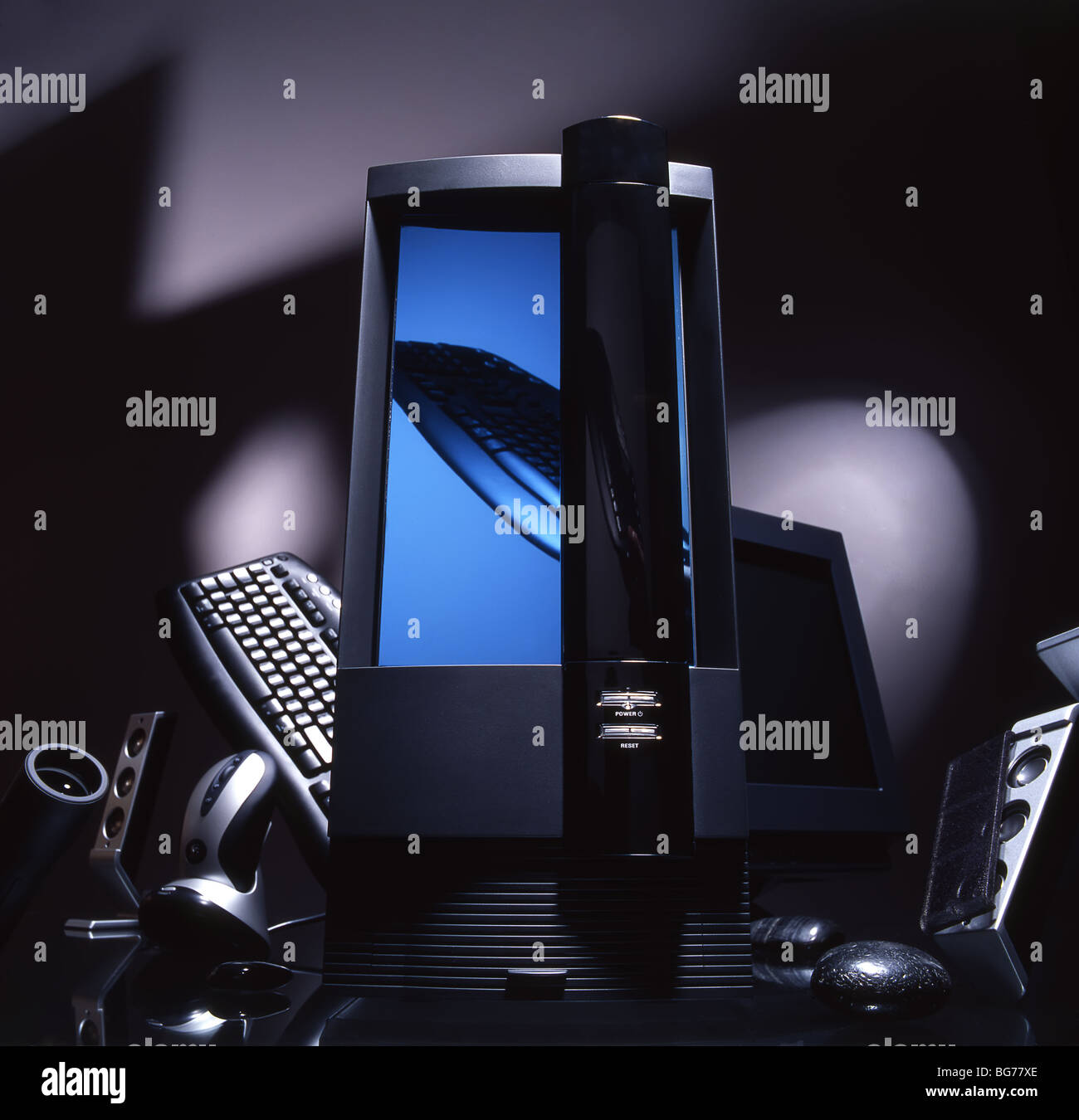 group of computer periphery in a dark space Stock Photo - Alamy