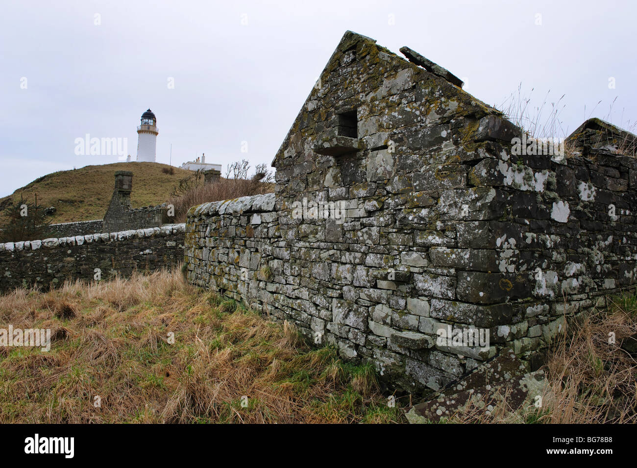 Derelict gardens and buildings - and the working lighthouse - of Little ...
