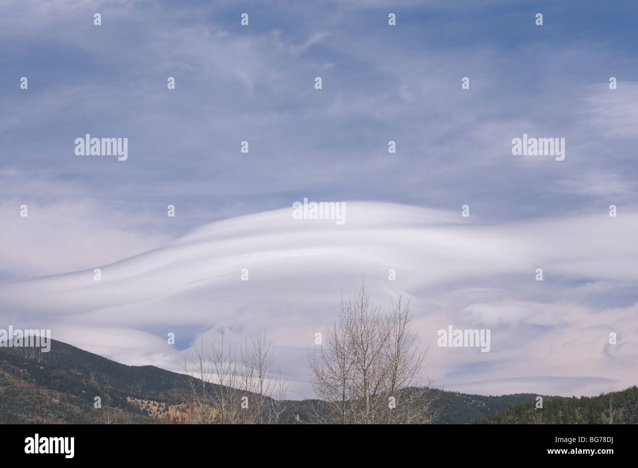 Layered lenticular cloud formation over the San Francisco Peaks in ...