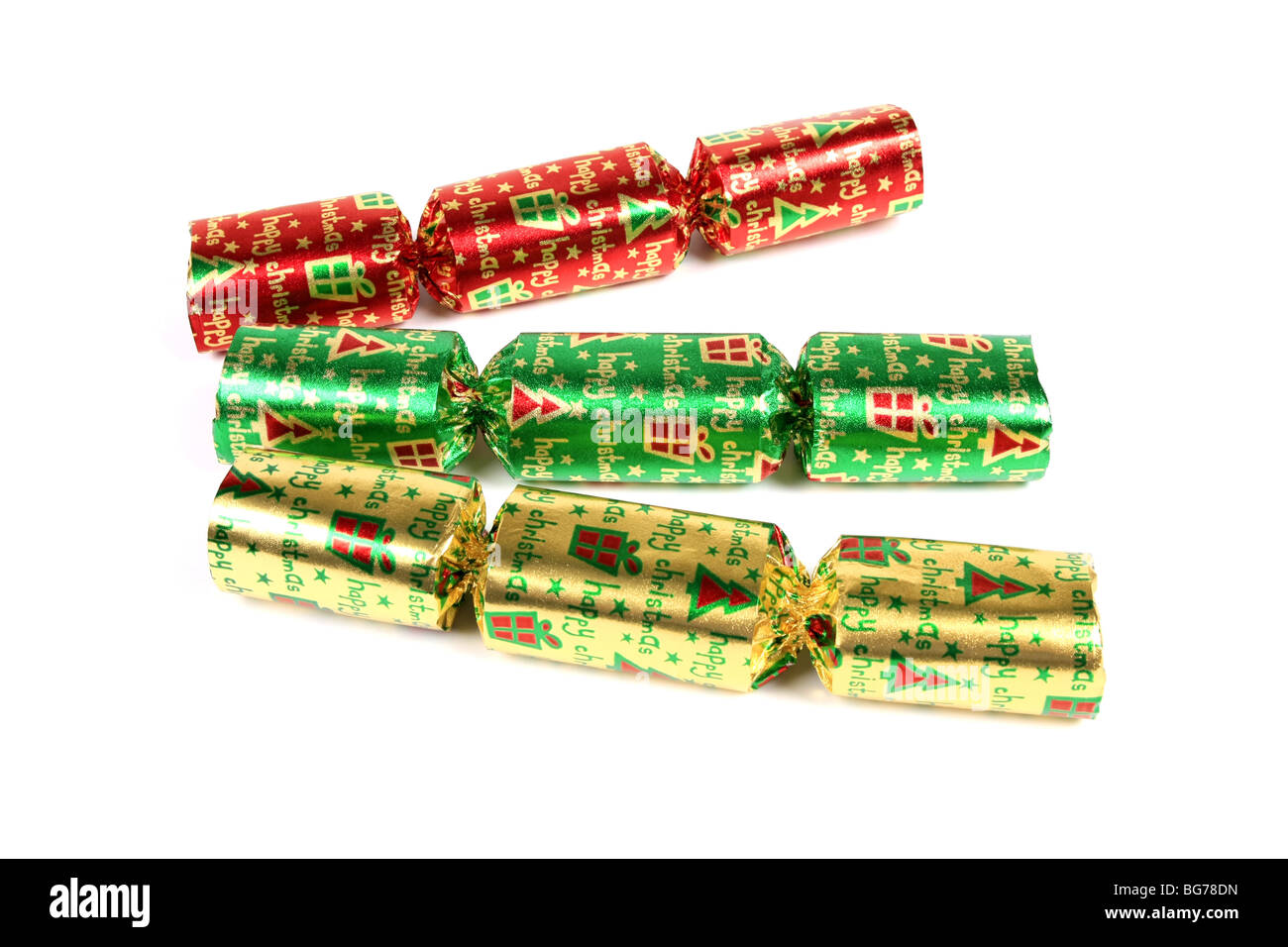 Christmas crackers against a white background Stock Photo - Alamy