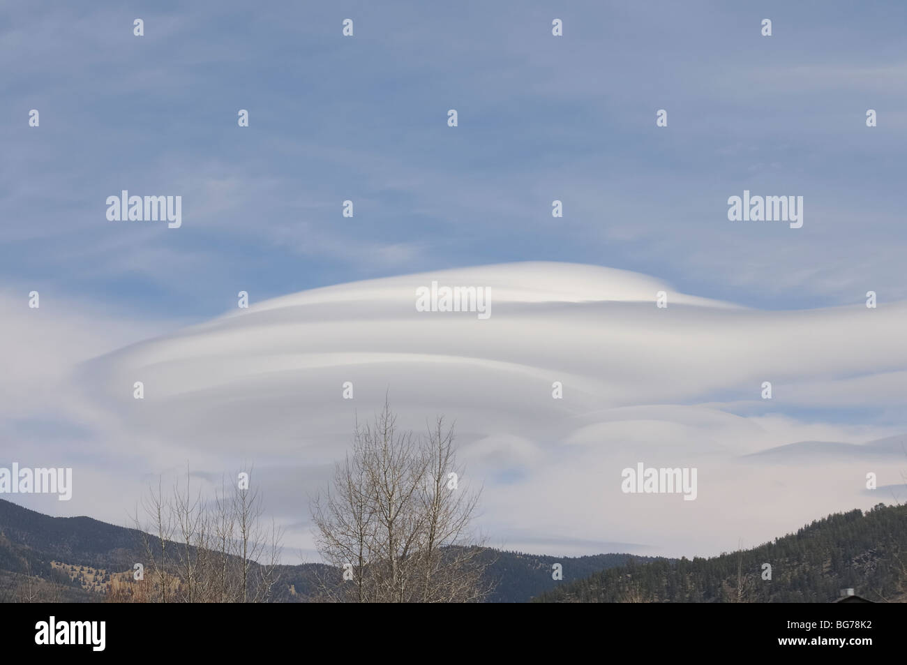 Layered lenticular cloud formation over the San Francisco Peaks in ...