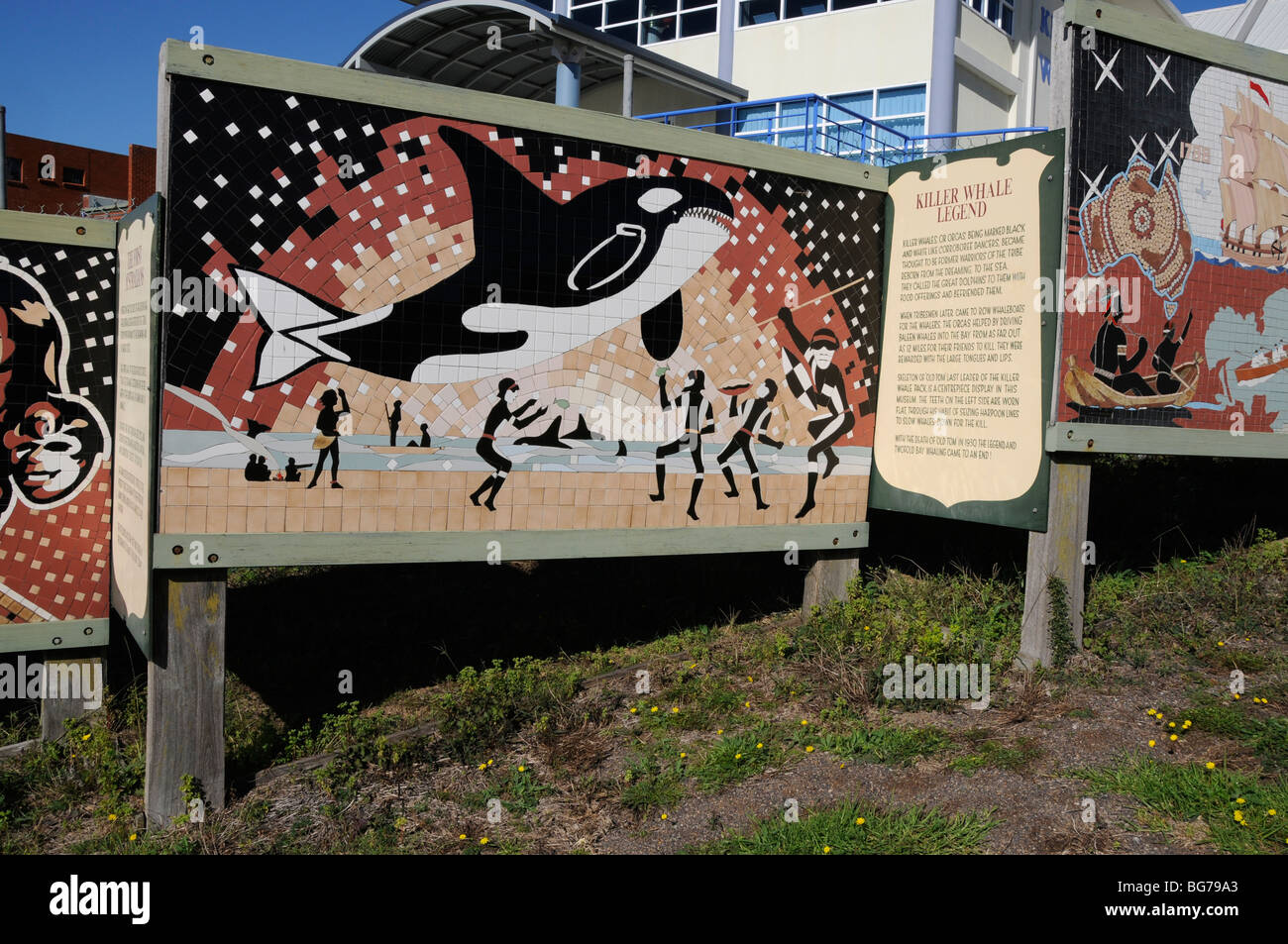 Aboriginal art on the display boards in Eden,New South Wales,Australia ...