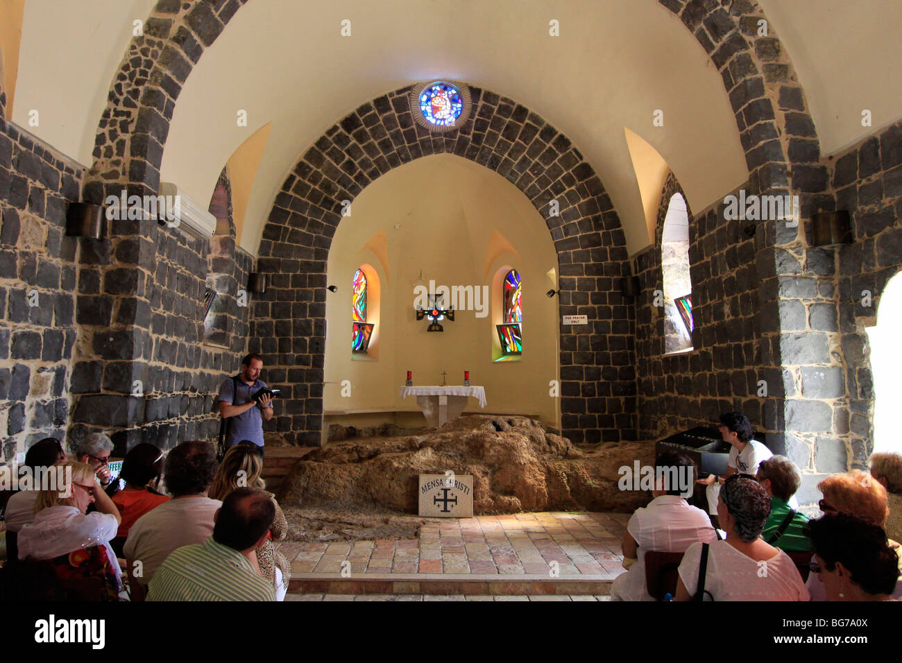 Sea of Galilee, the Church of St Peter's Primacy Stock Photo - Alamy