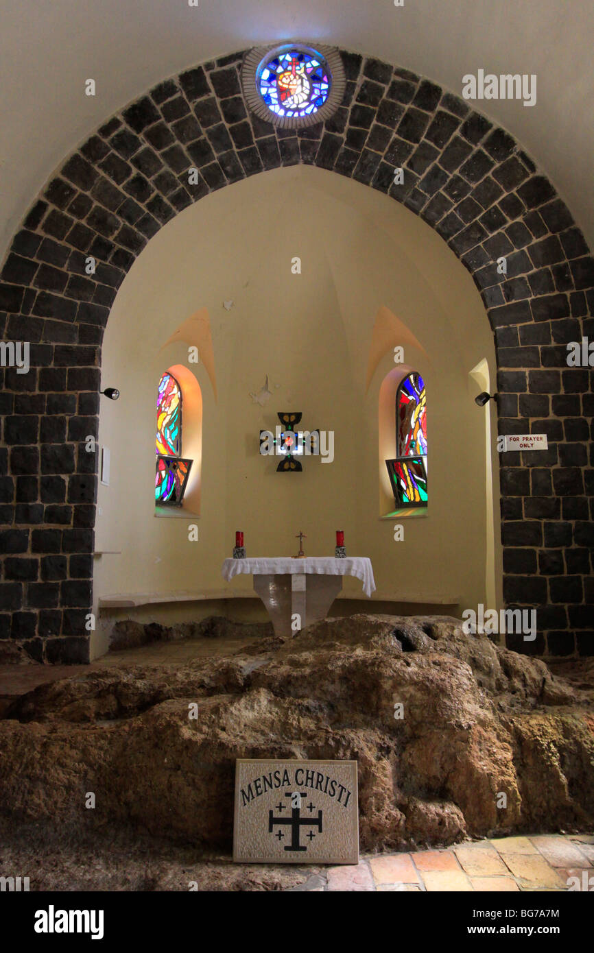 Sea of Galilee, the Church of St Peter's Primacy Stock Photo - Alamy