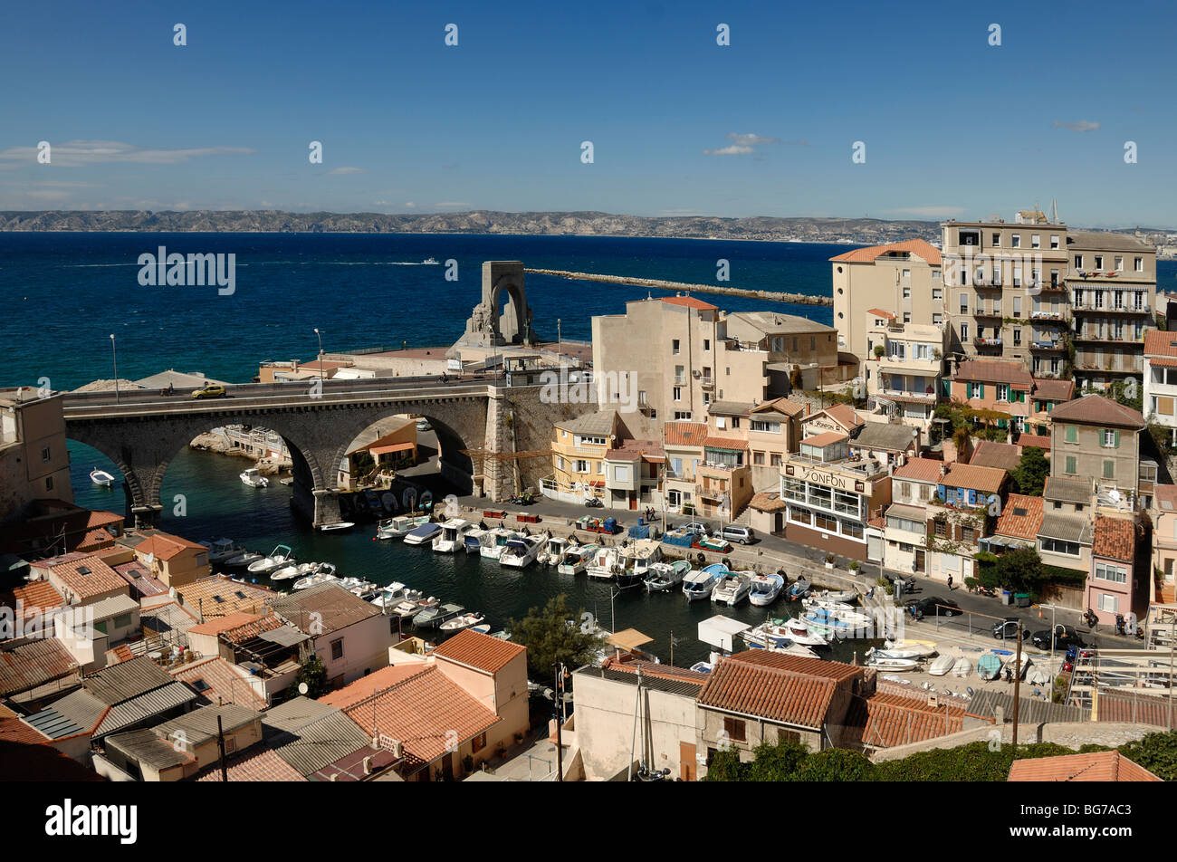 Panoramic View or Aerial View Over Vallon des Auffes Port, Marseille ...