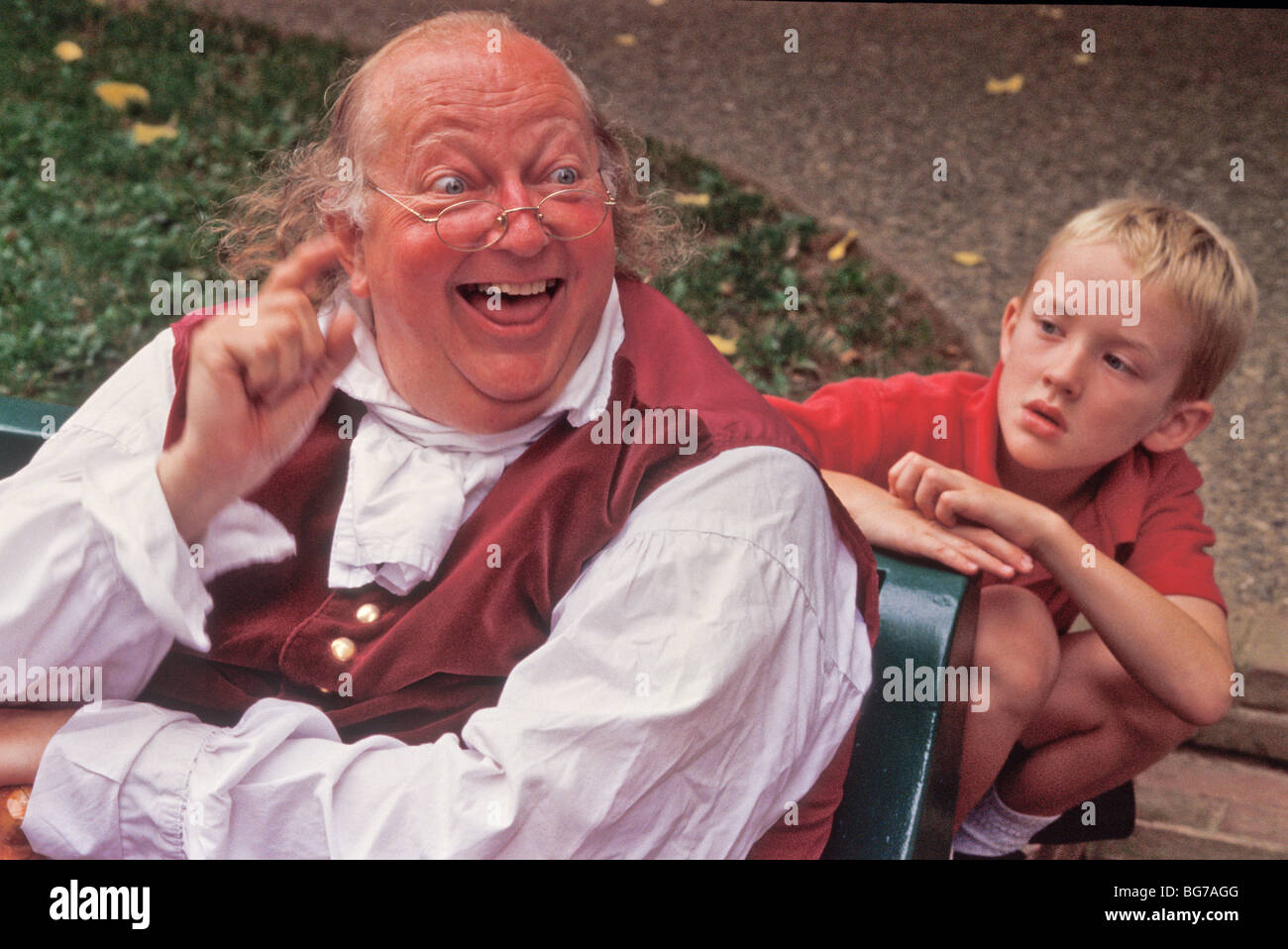 Benjamin Franklin reenactor young boy Stock Photo - Alamy