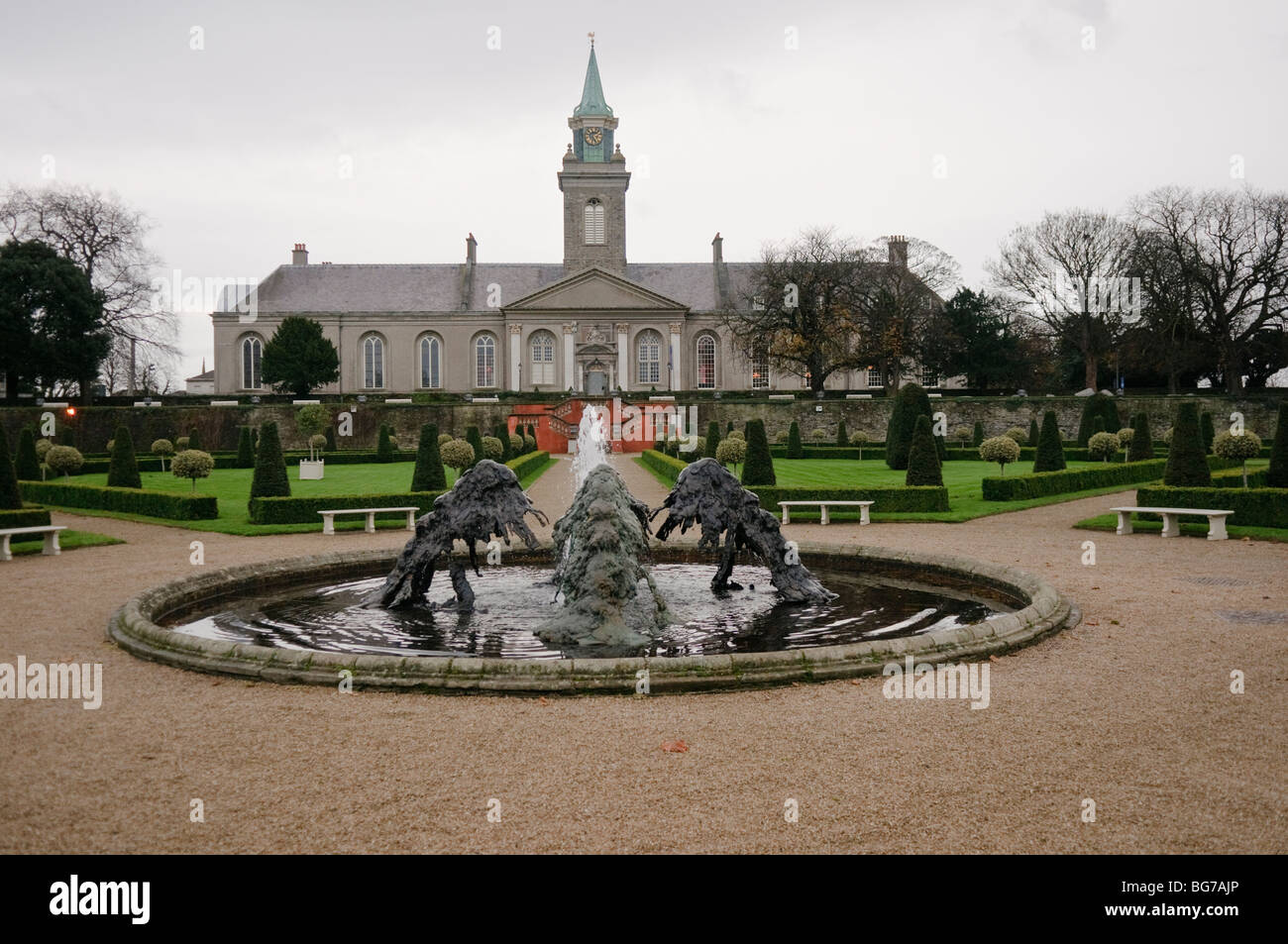 Fountain in the centre of the formal gardens at the Irish Museum of ...