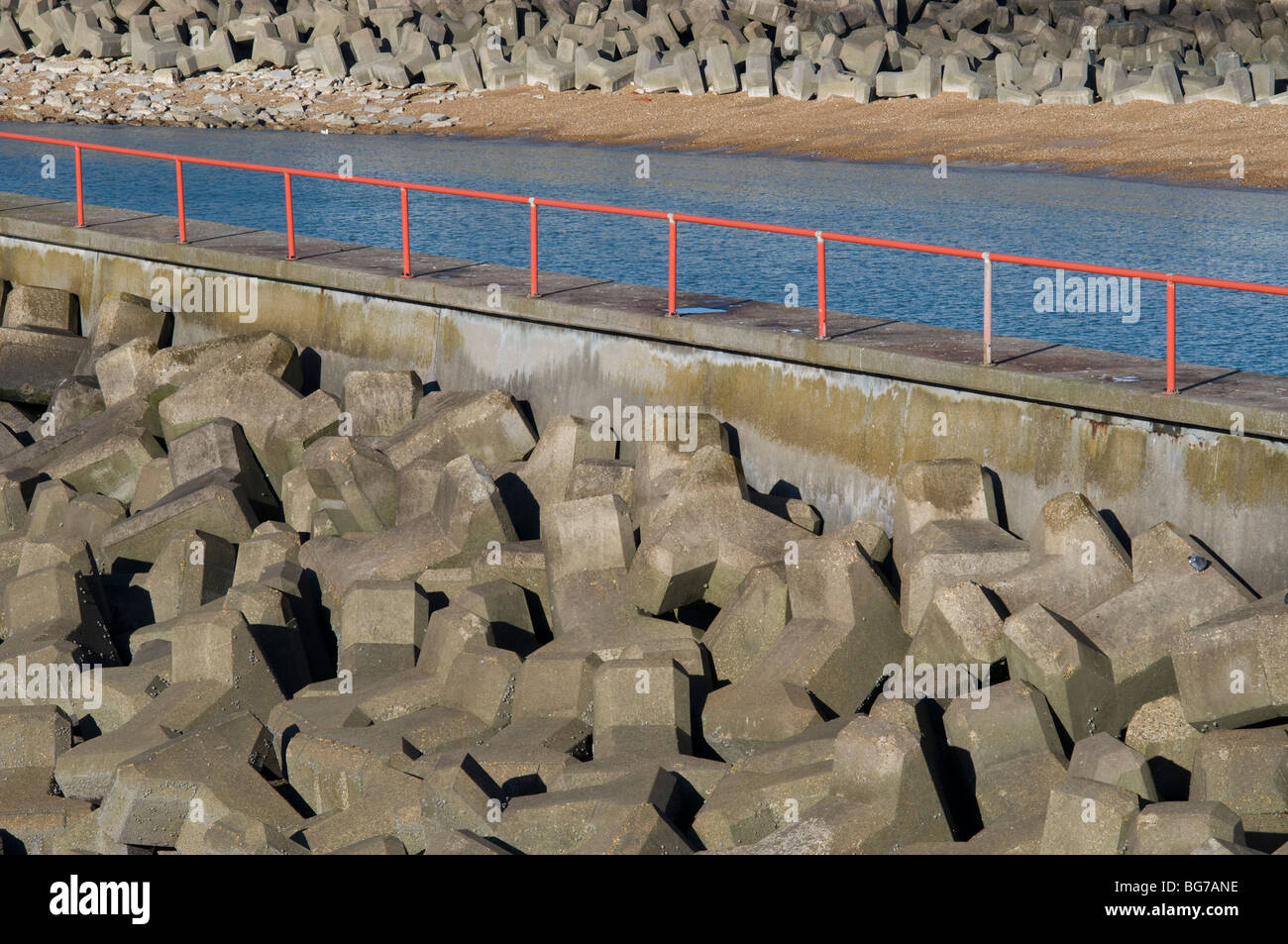 Concrete-block sea defenses Stock Photo - Alamy