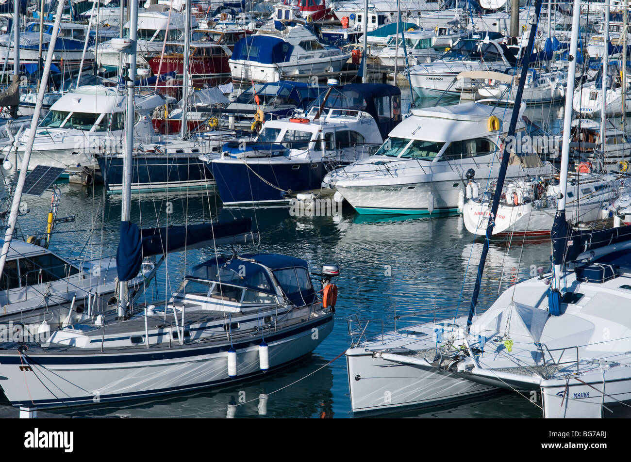 A detail of yachts berthed in a marina Stock Photo - Alamy