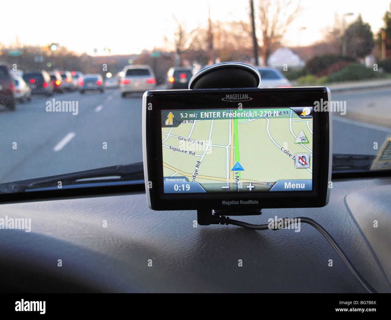 GPS unit in car in busy road traffic Stock Photo - Alamy