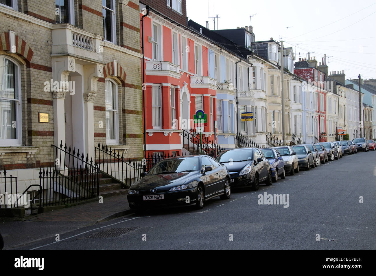 Terraced housing in the town centre of Royal Tunbridge Wells Kent ...