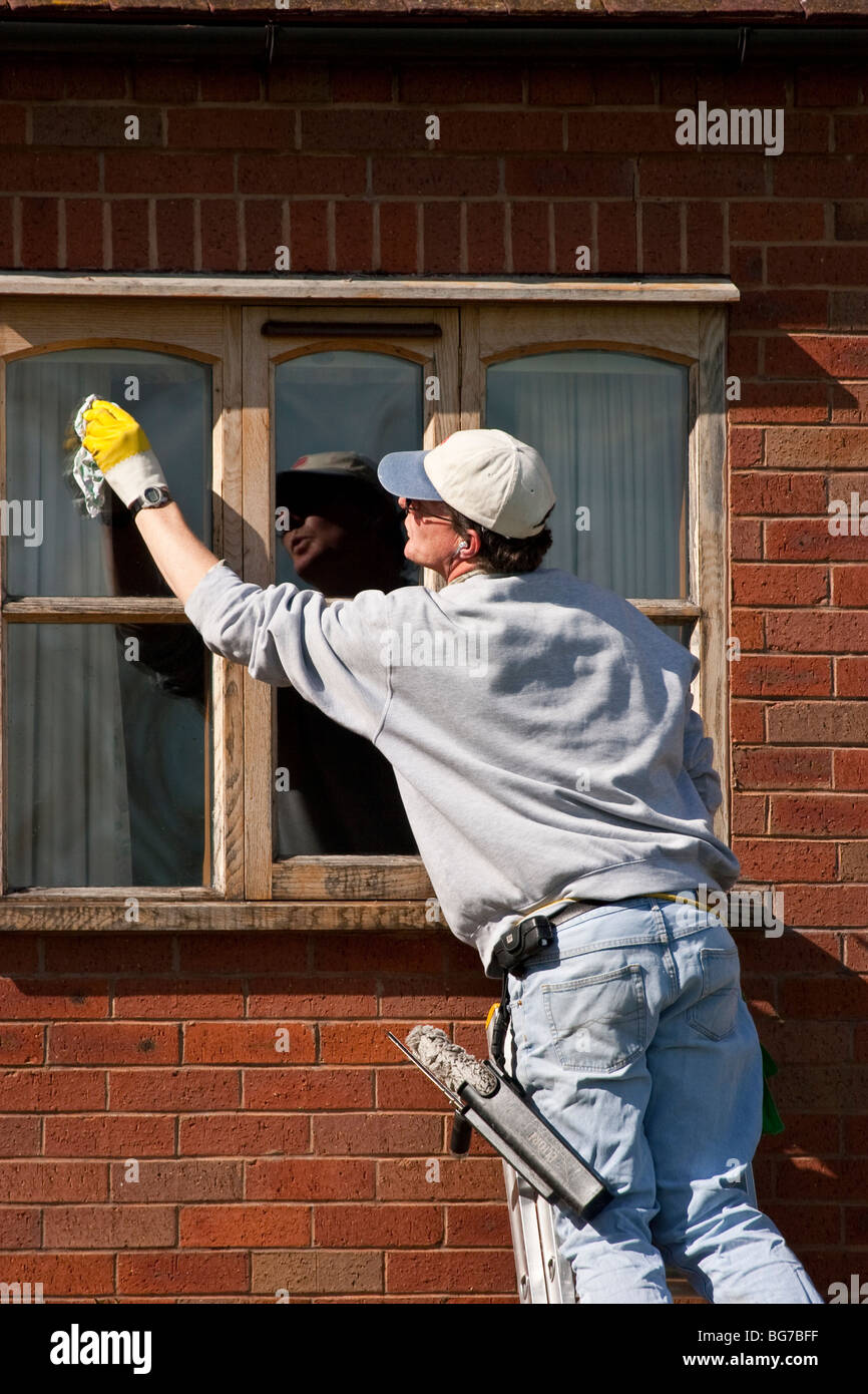 Window cleaner, England, UK Stock Photo - Alamy