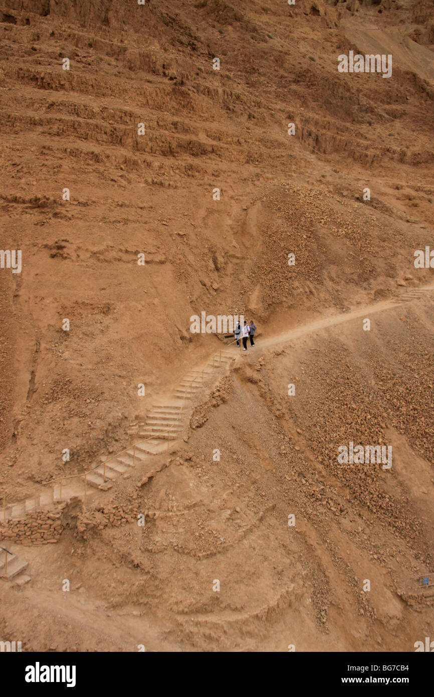 Israel, Judean desert, the Snake Path at the eastern side of Masada ...