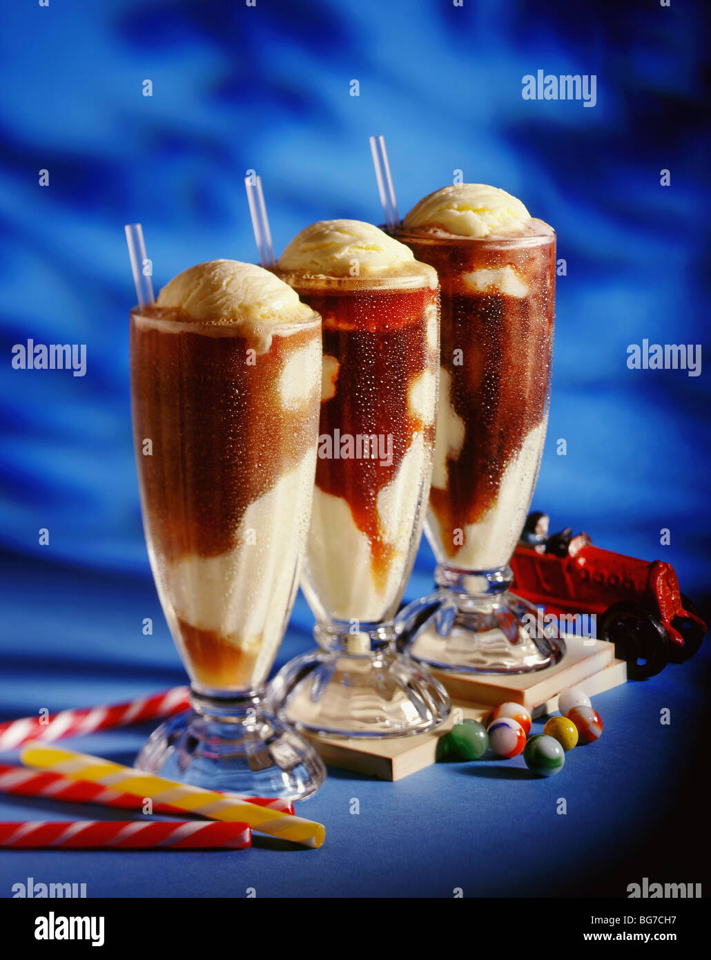 Three ice cream floats Stock Photo - Alamy