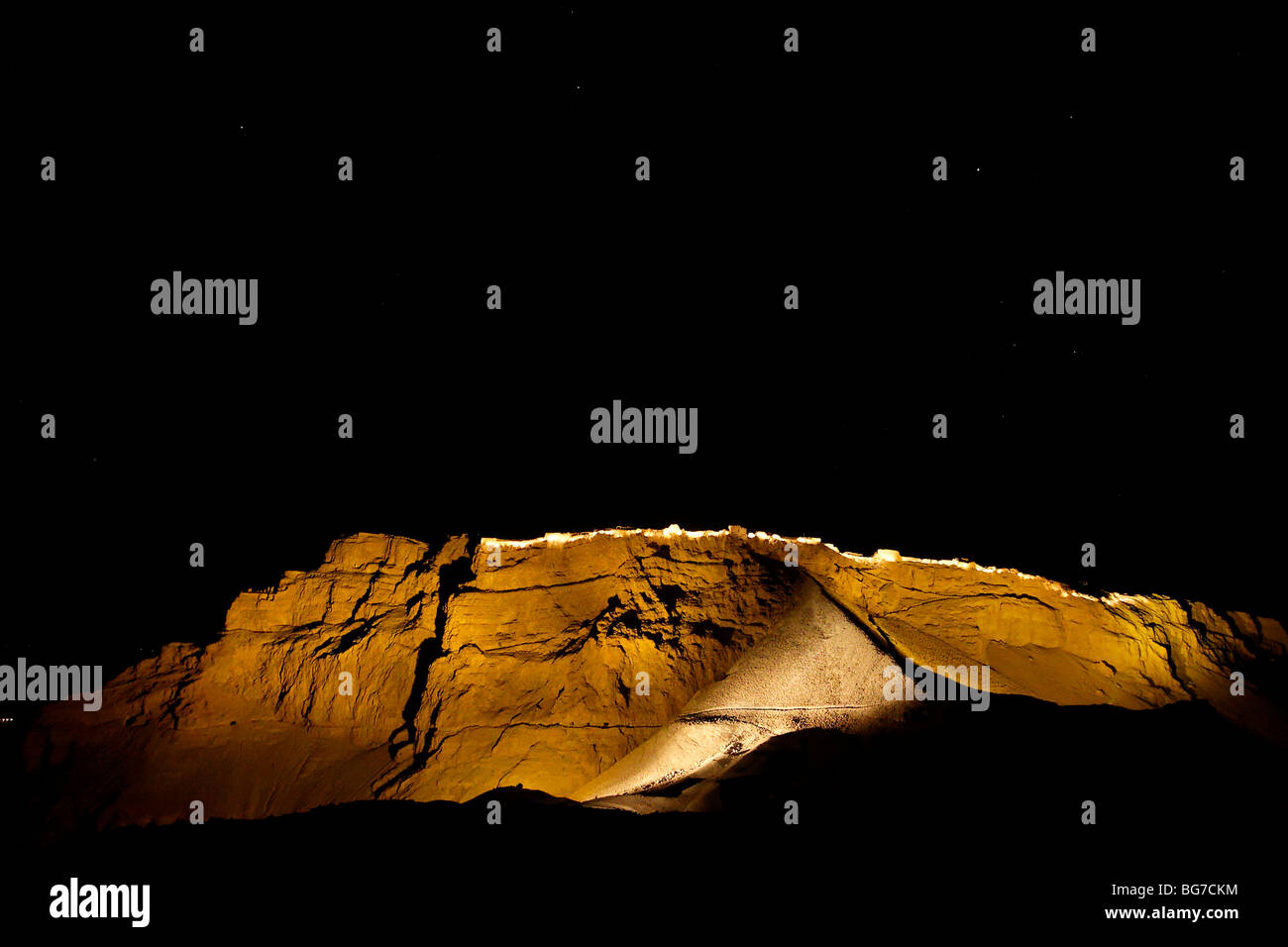 Israel, Judean desert, a light show at the western side of Masada Stock ...
