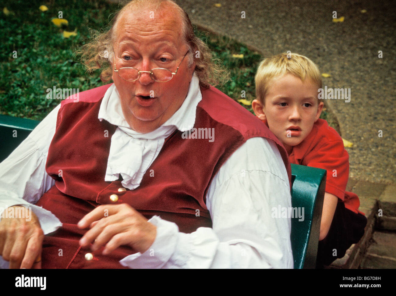 Benjamin Franklin reenactor young boy Stock Photo - Alamy