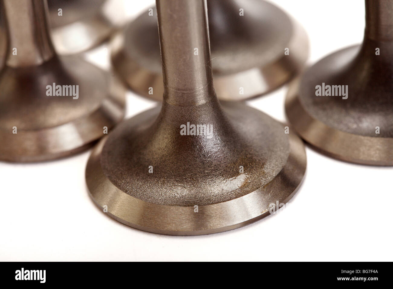 Valve of the engine of internal combustion on a white background Stock ...