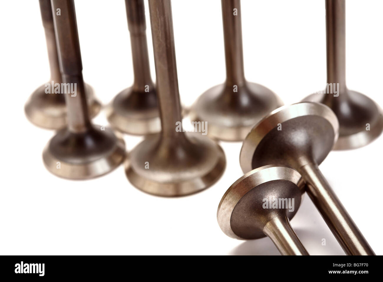 Valve of the engine of internal combustion on a white background Stock ...