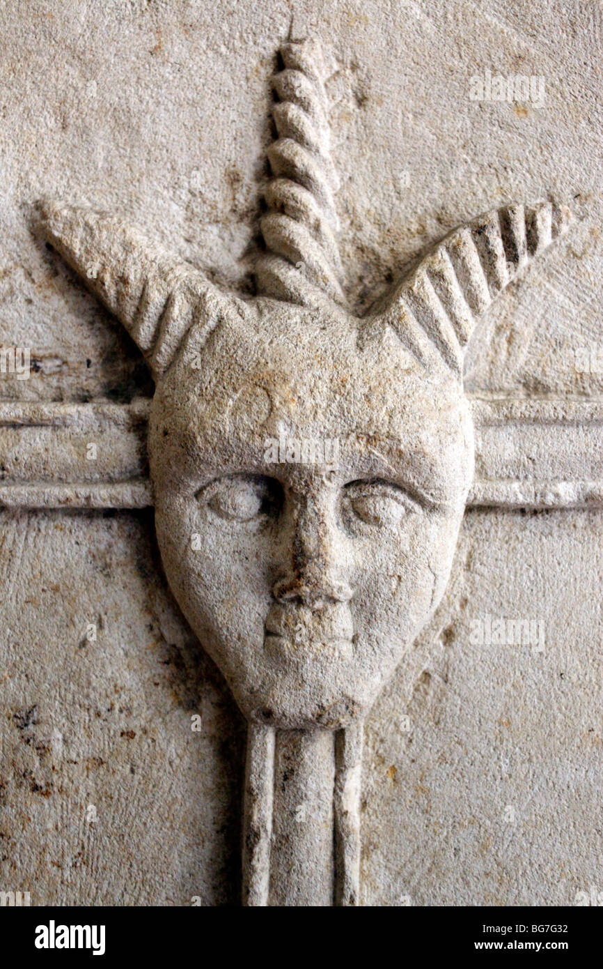 Romanesque sculpture in museum, Modena, Emilia-Romagna, Italy Stock ...