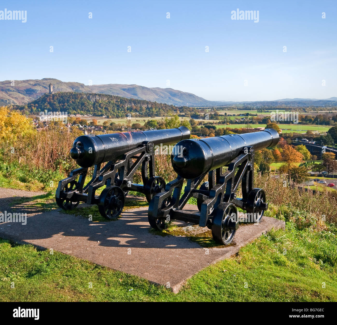 Two Cannons Located on top of Gowan Hill Above Stirling, Scotland Stock ...