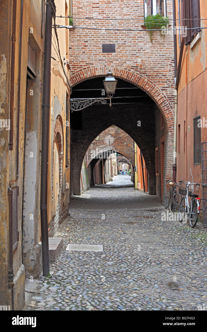 Medieval street Via delle Volte, Ferrara, UNESCO World Heritage Site ...