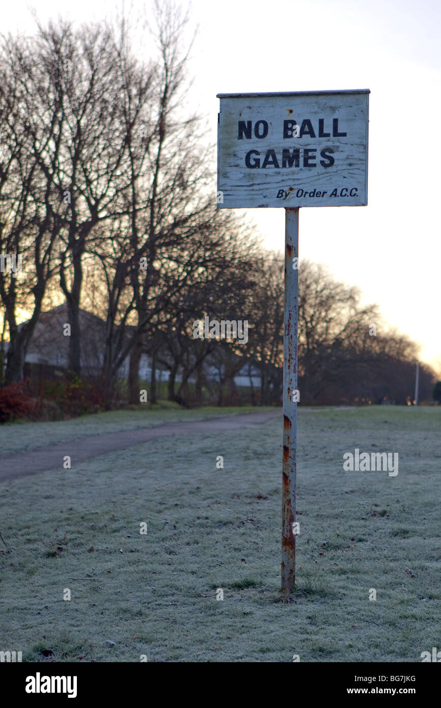 No Ball Games Sign in the frost Stock Photo - Alamy