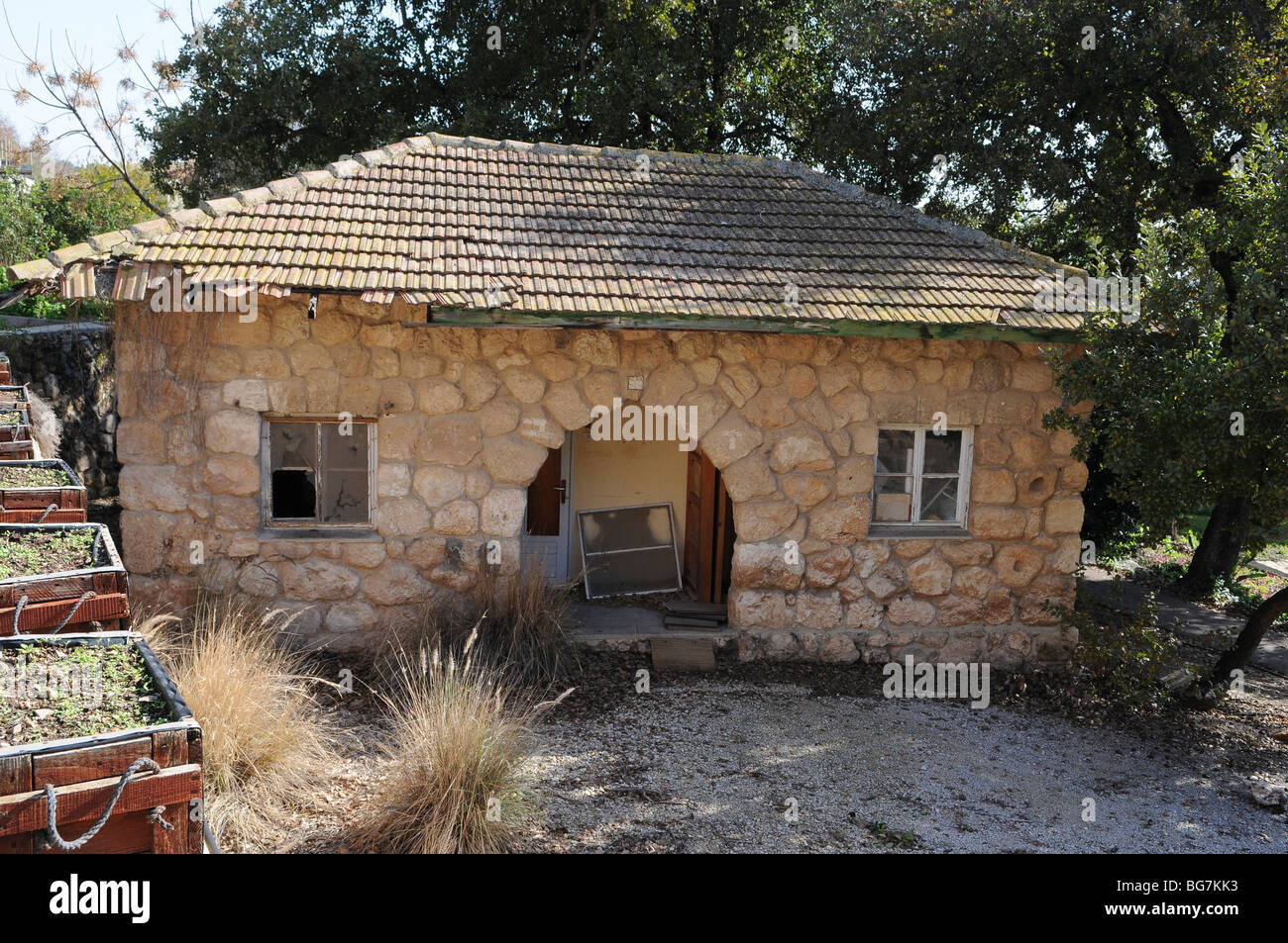 Israel, Lower Galilee, Kibbutz Alonim founded 1938 Old house used by ...