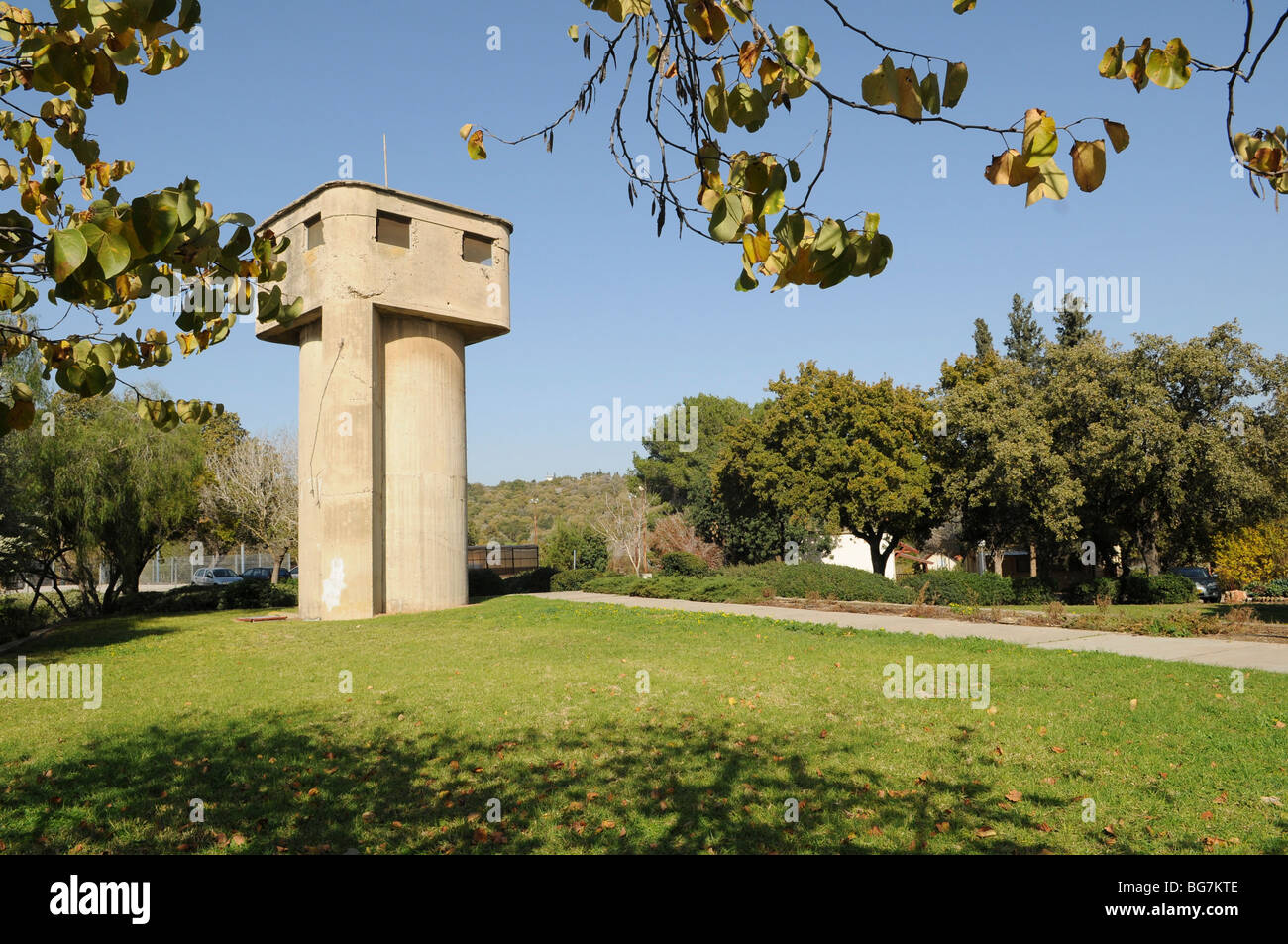 Israel, Lower Galilee, Kibbutz Alonim founded 1938. The water tower ...
