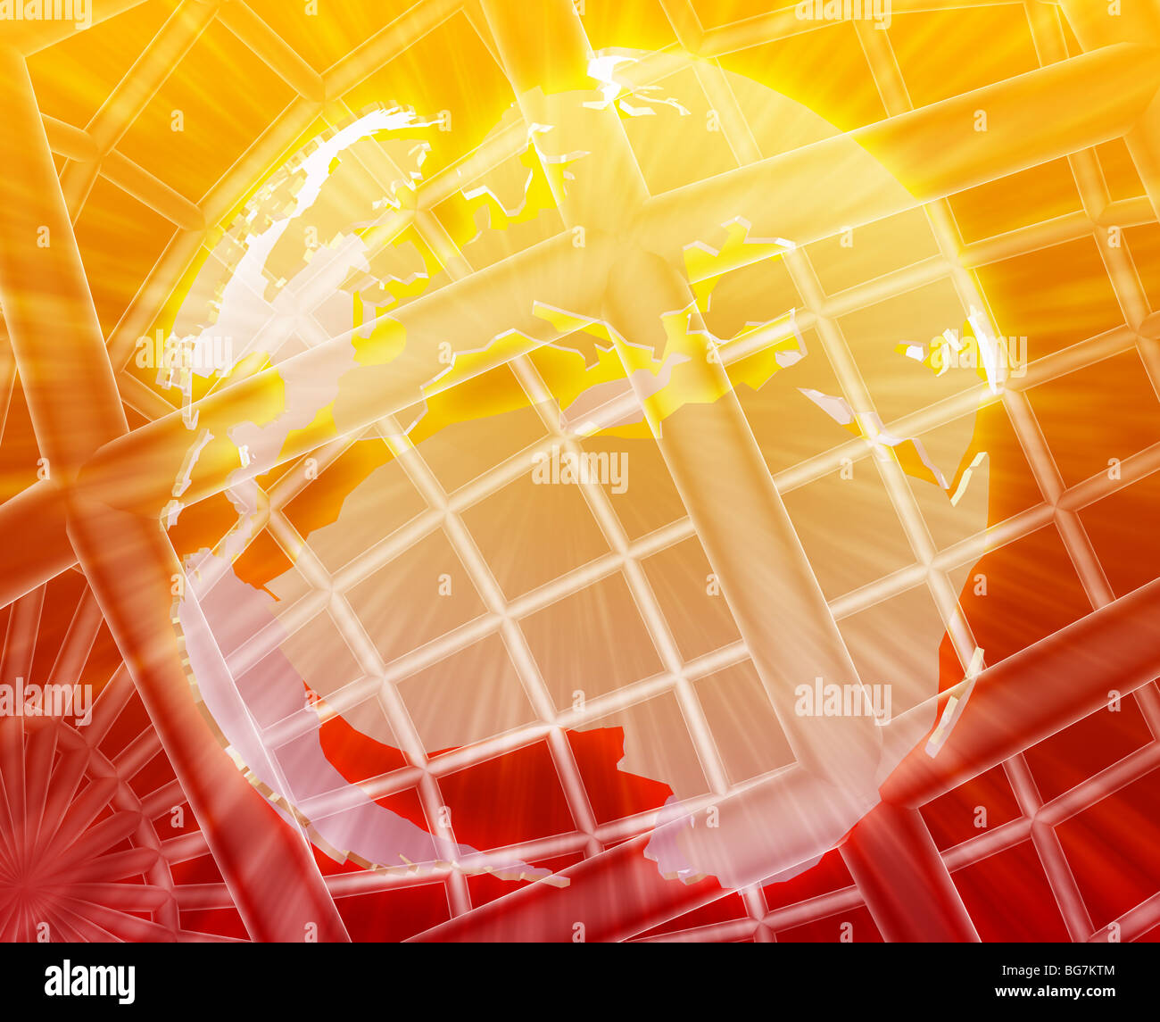 Abstract globe grid wireframe Europe world map illustration Stock Photo ...