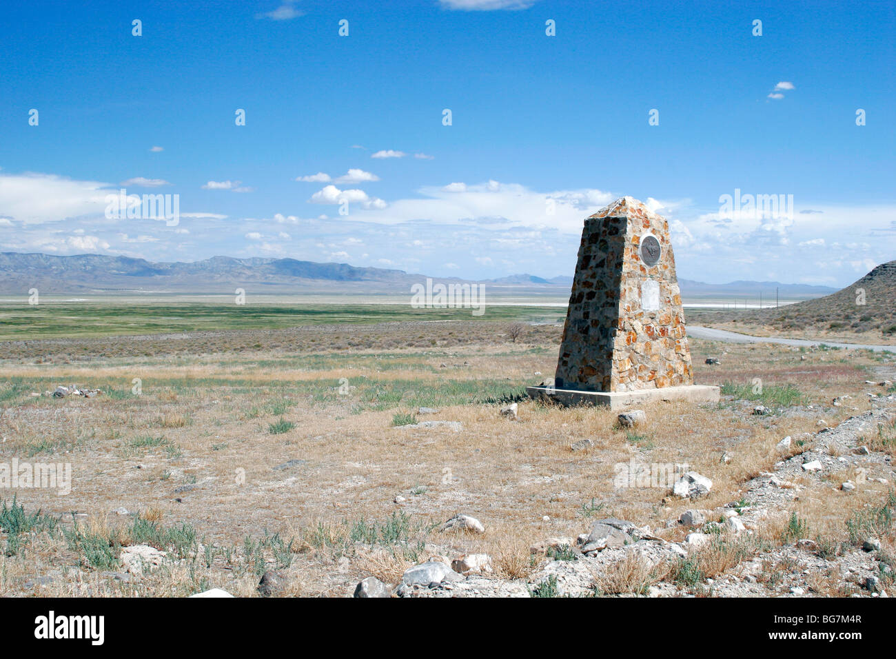 An obelisk marks the location of the Fish Springs Pony Express Station ...