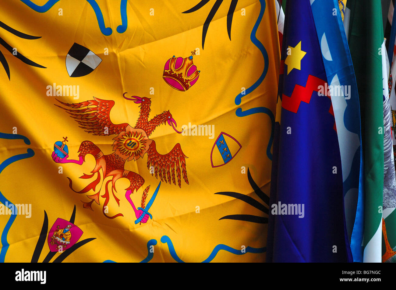 Colourful Flags of the Palio in Siena, Tuscany, Italy, Europe Stock ...