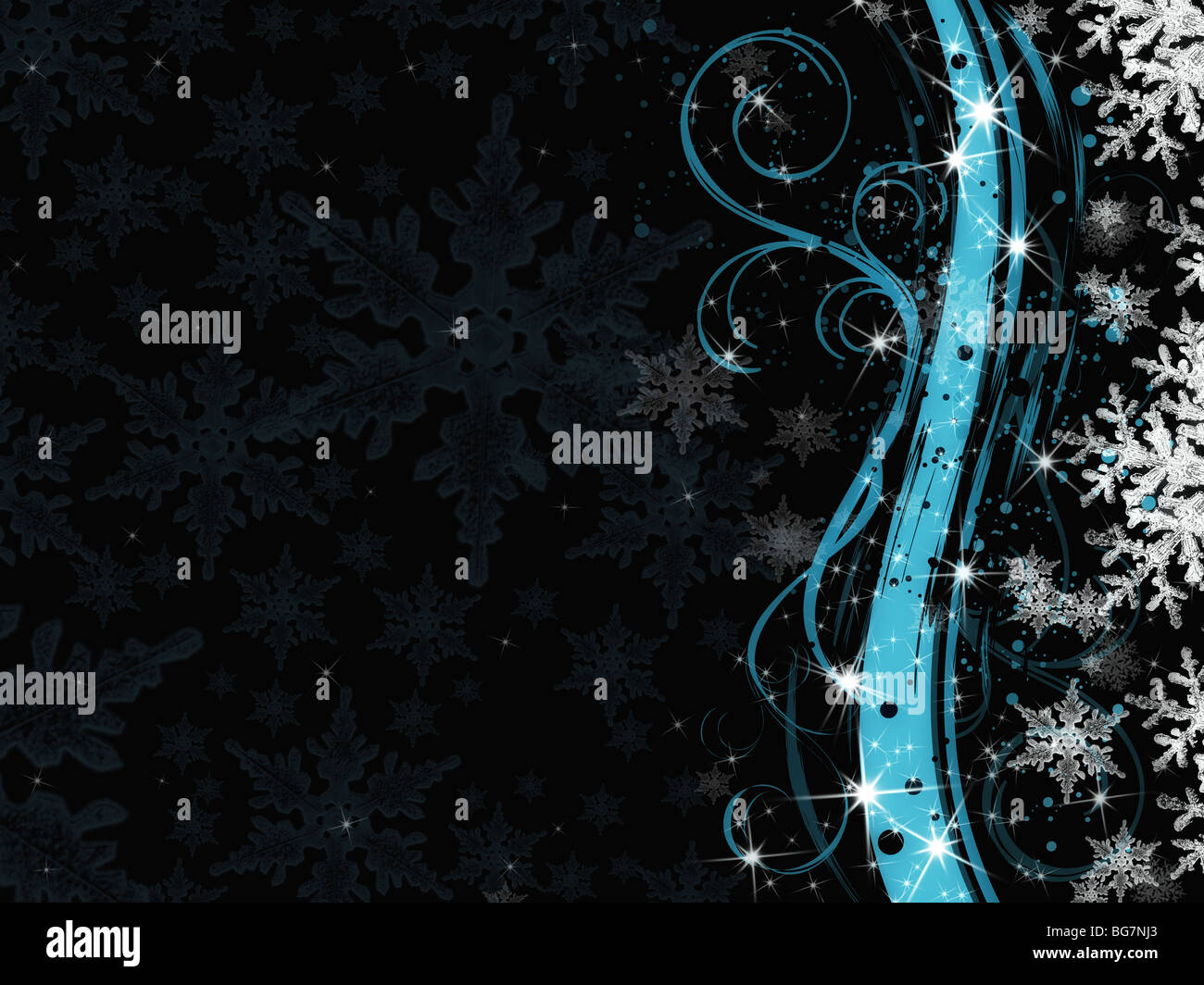 Winter background with ornamental wave, stars and snowflakes Stock ...