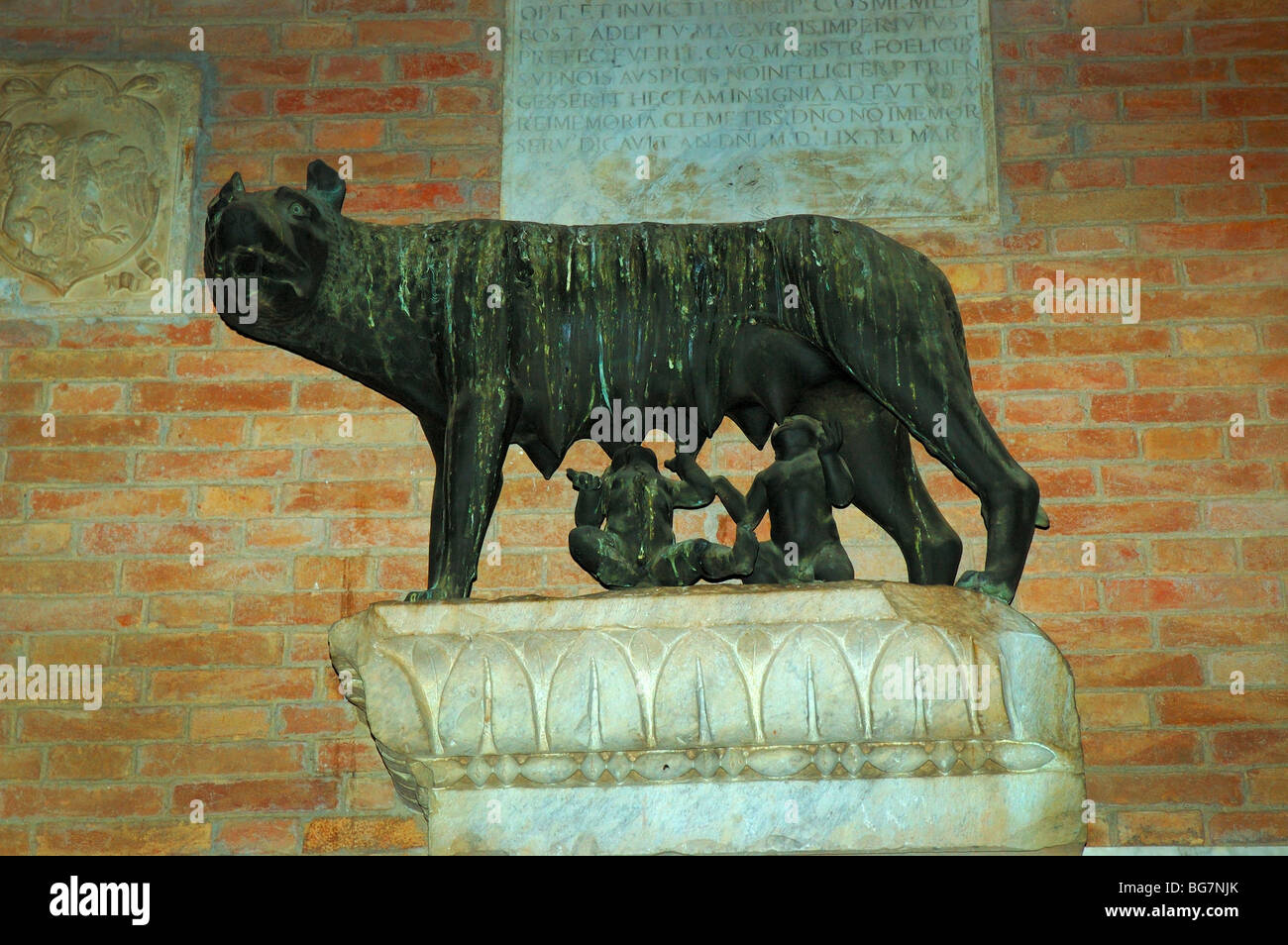 Statue of She wolf suckling Romulus and Remus the founders of Rome in ...