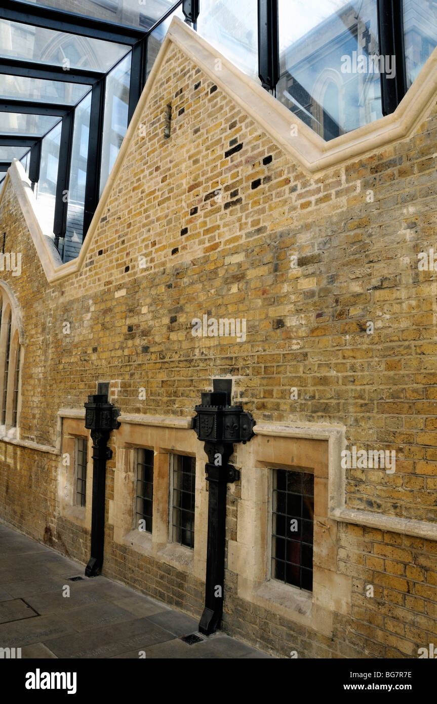 Southwark Cathedral internal brickwork with window and cast iron ornate ...
