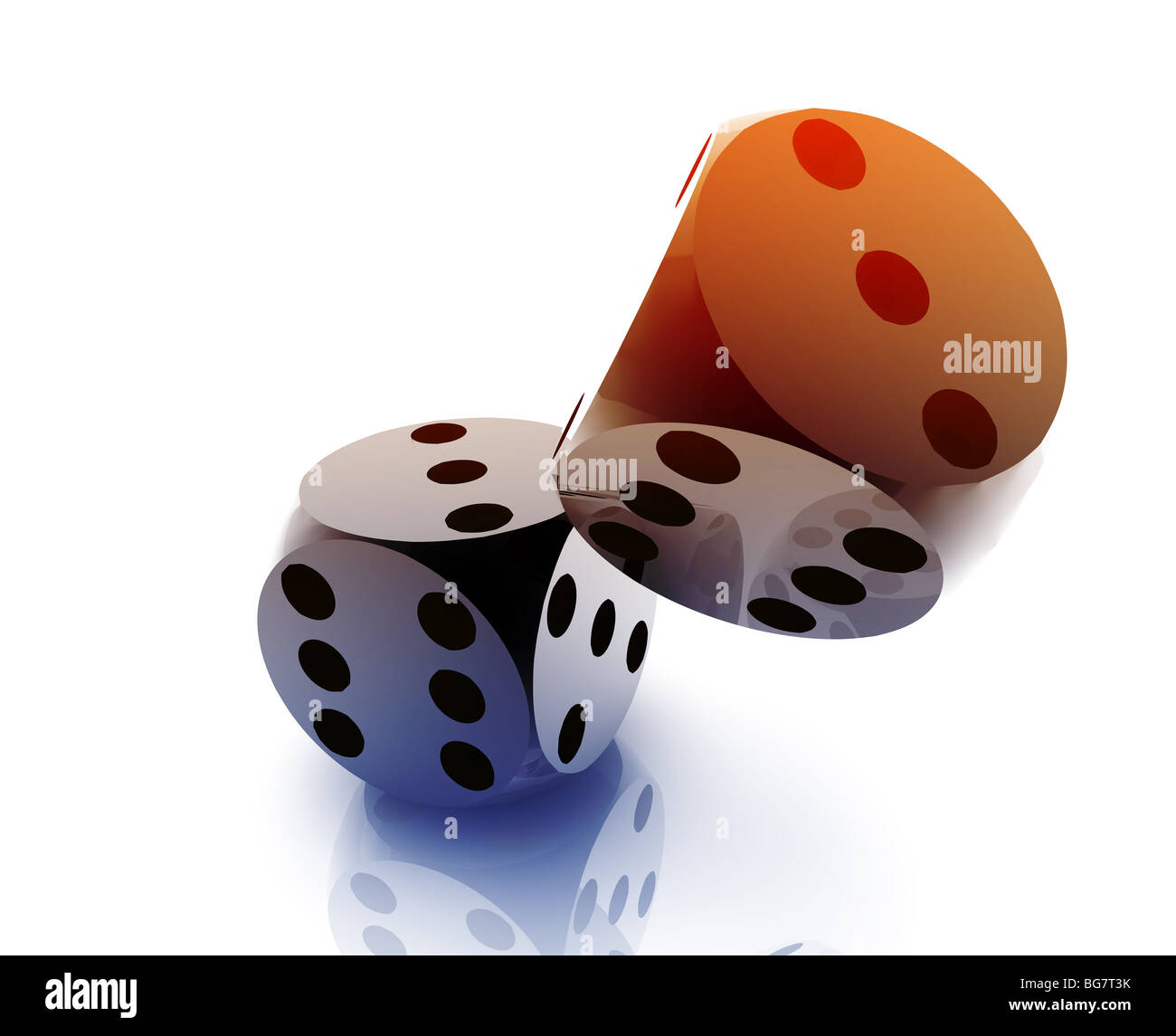 Rolling dice illustration, glossy metal chrome style Stock Photo - Alamy