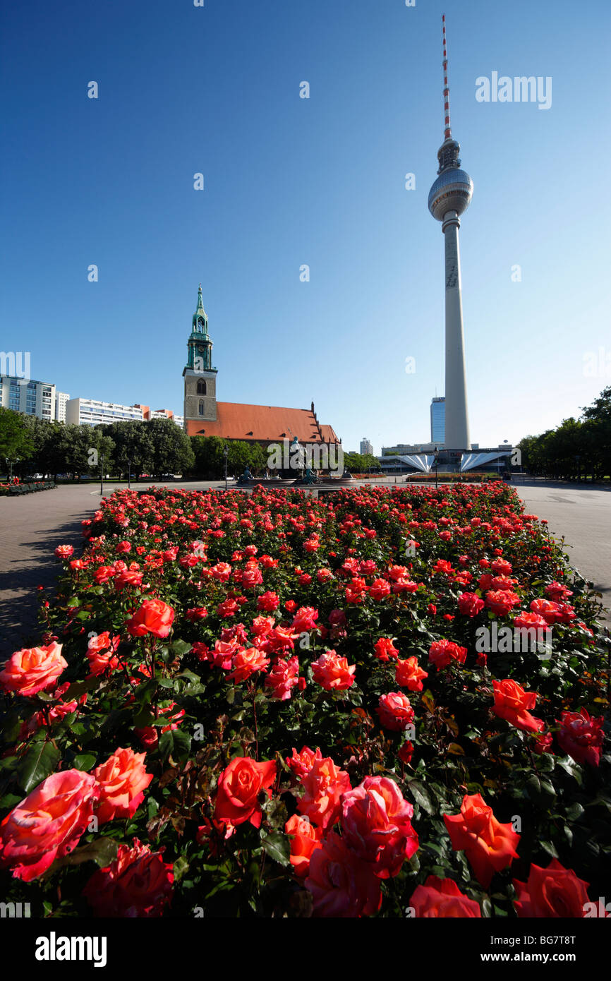 Germany Berlin Alexanderplatz Square Alexander Square Marienkirche St ...