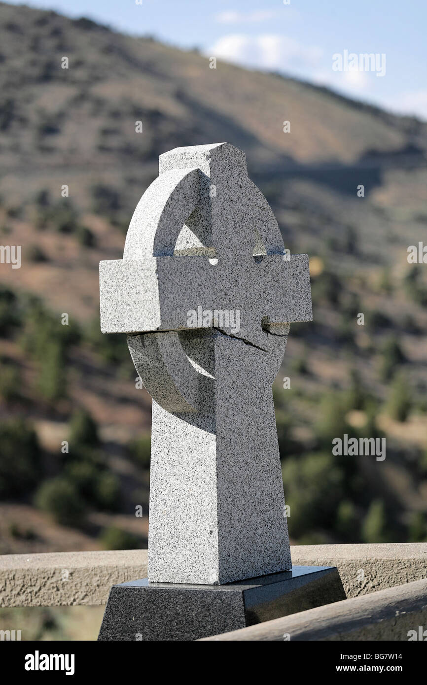 Celtic cross carved from stone Stock Photo - Alamy