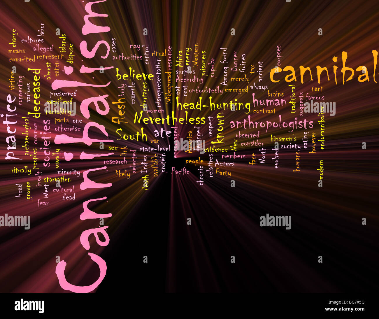 Word cloud concept illustration of cannibalism cannibal glowing light ...